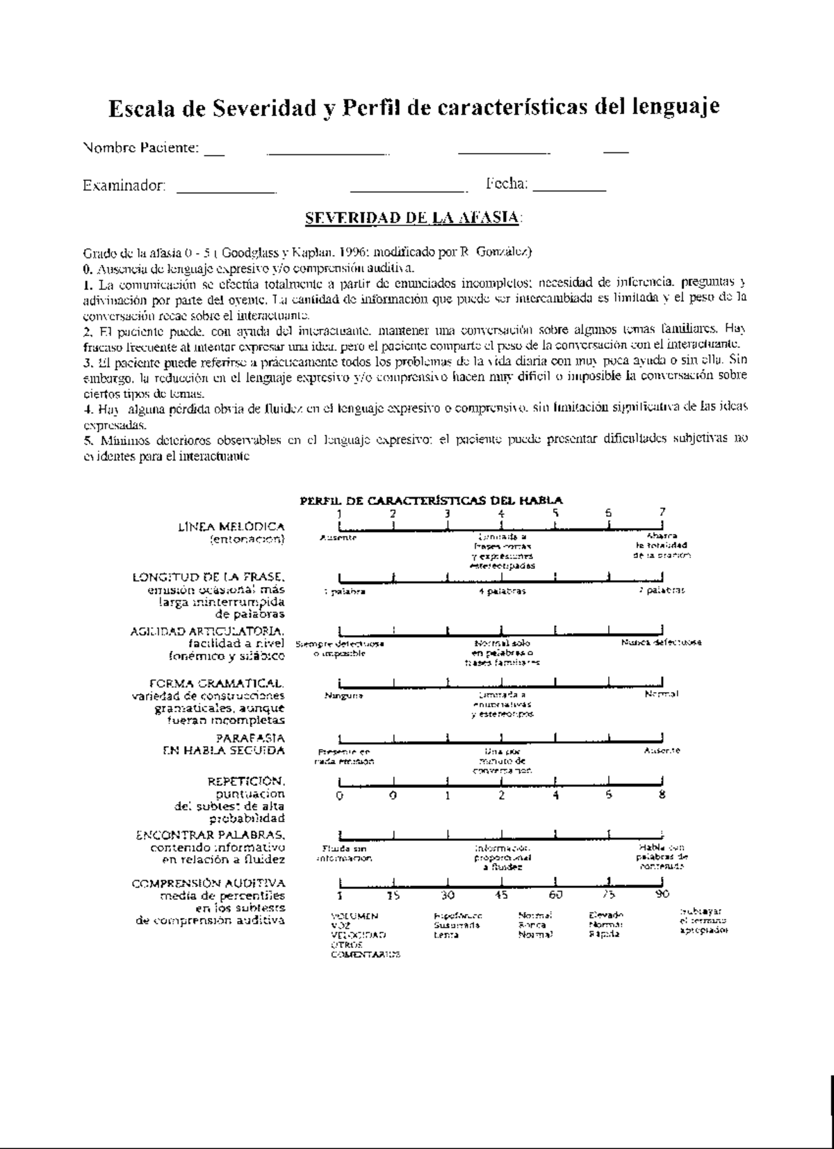 Escala de severidad y perfil caract del lgje - Escala de Severidad y Perfil de características ...