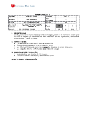 Examen PLC IV Nivel 2024-2 10mo Plan D (Salida) - PRUEBA DE NIVEL DE LOGRO DE COMPETENCIAS DE ...