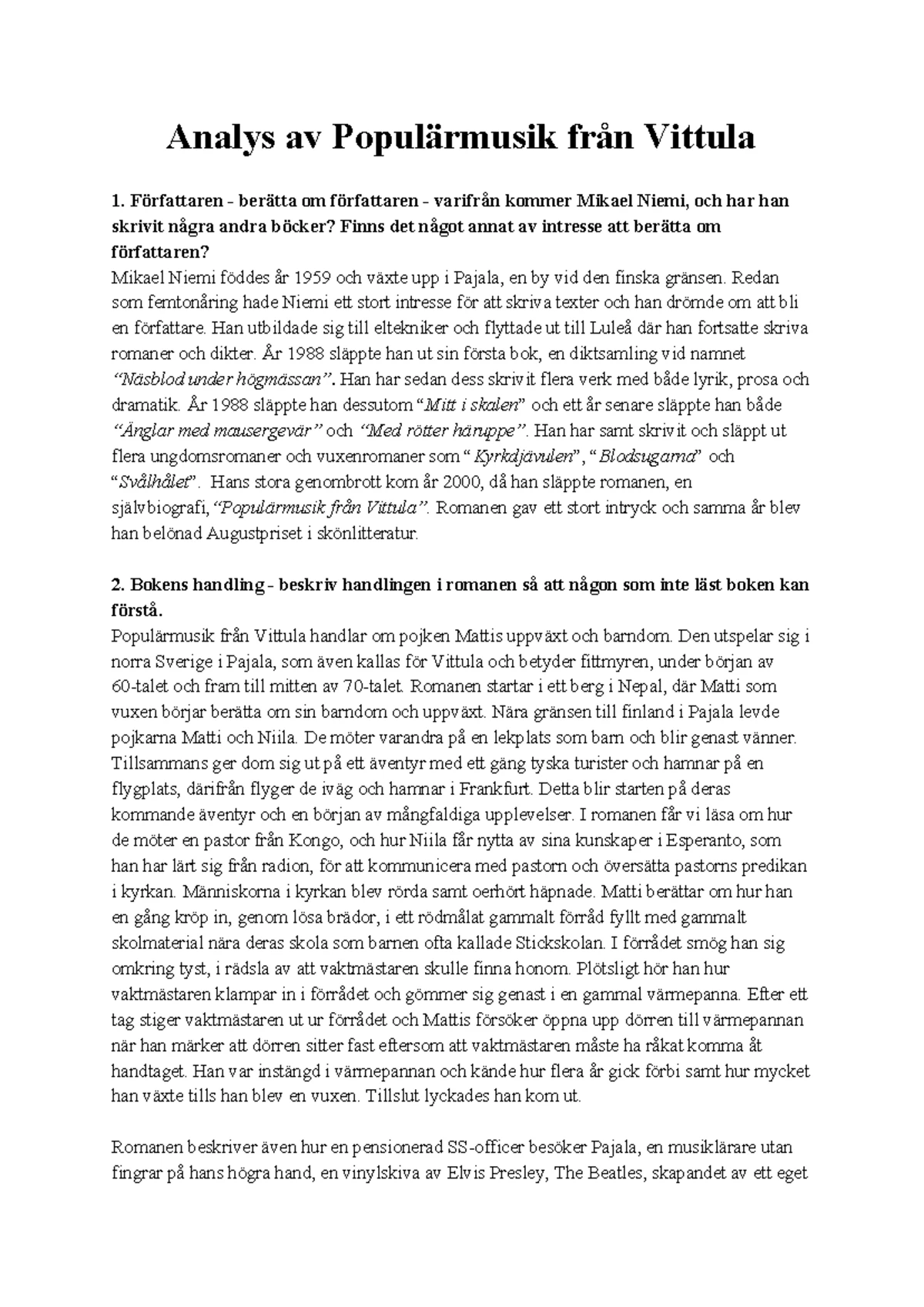 Novell analys - finns inget att säga - Att döda ett barn Novellanalys ...