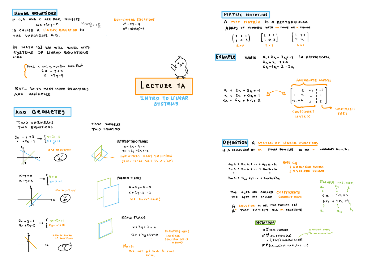 MATH 133: Lecture on Linear Equations and Matrix Systems - Studocu