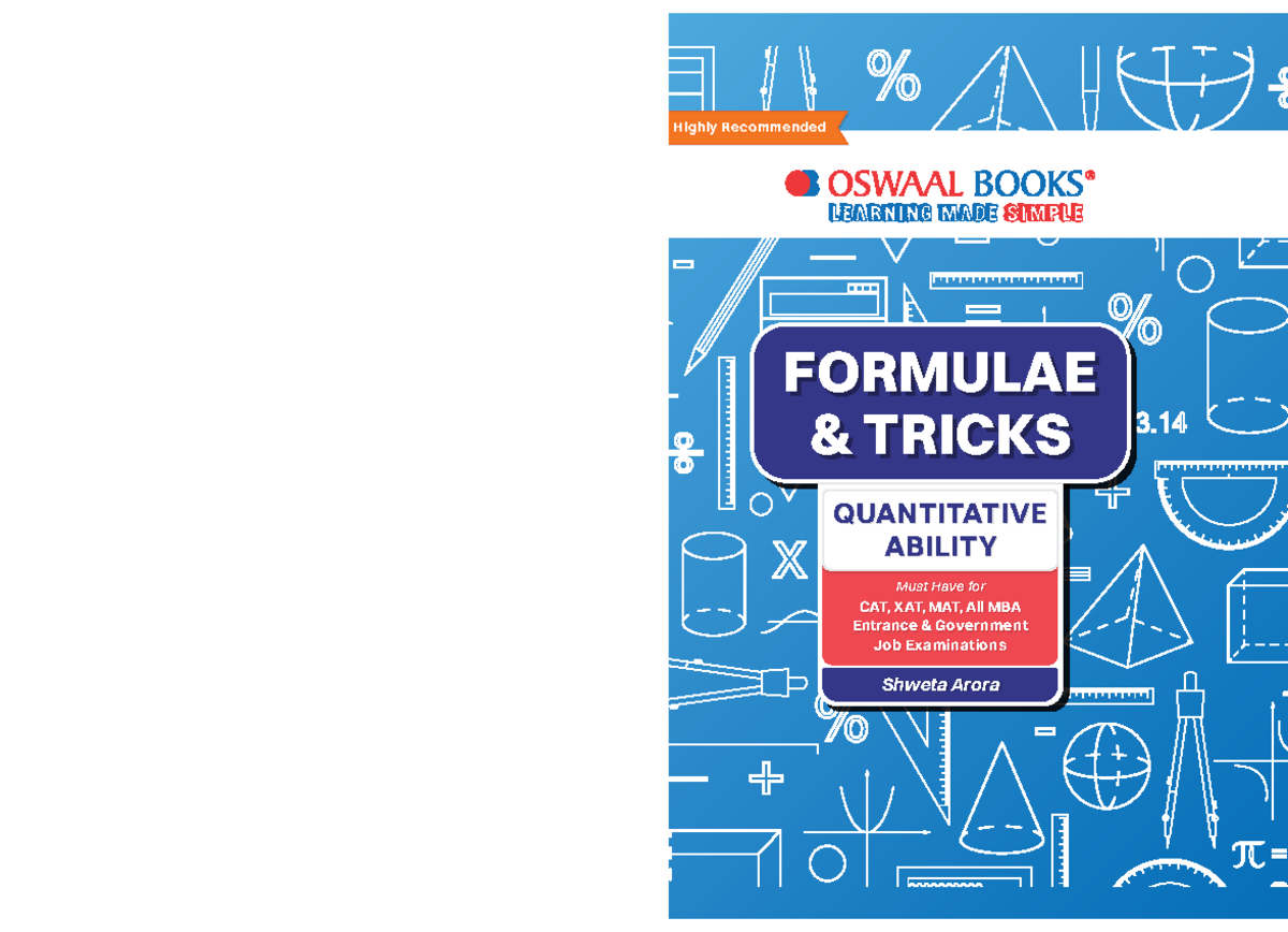 Quantitative Ability Formulae & Tricks for CAT, XAT, MAT by Shweta ...