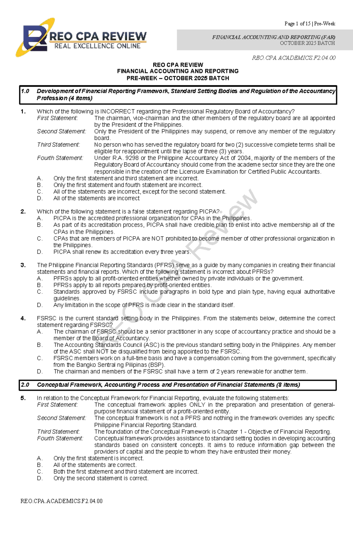 FAR Review Notes: Financial Accounting & Reporting - October 2025 Batch ...