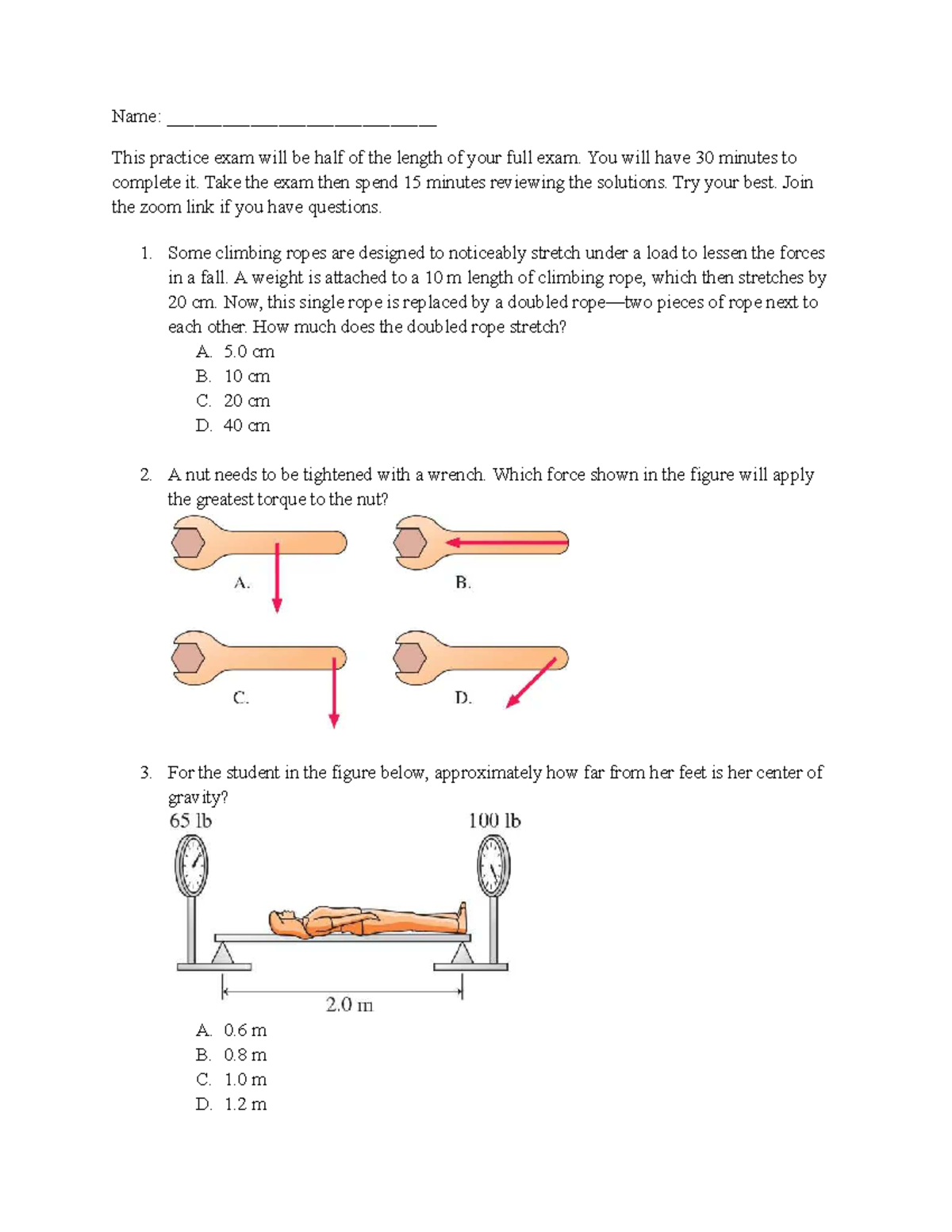 Exam 3 Practice Test: Physics Concepts & Problem Solving - Studocu