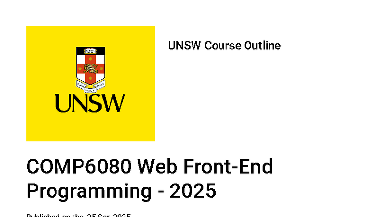 COMP6080 Web Programming Course Outline 2025 - Term 3 Details - Studocu