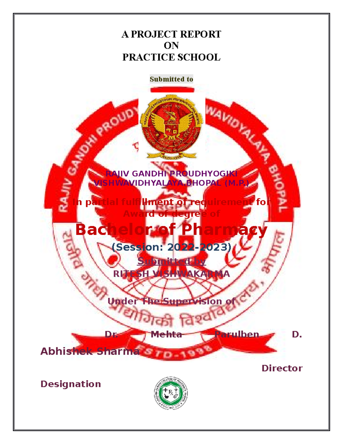 Practice School Project Report BP706PS: Industrial Training at Hind ...