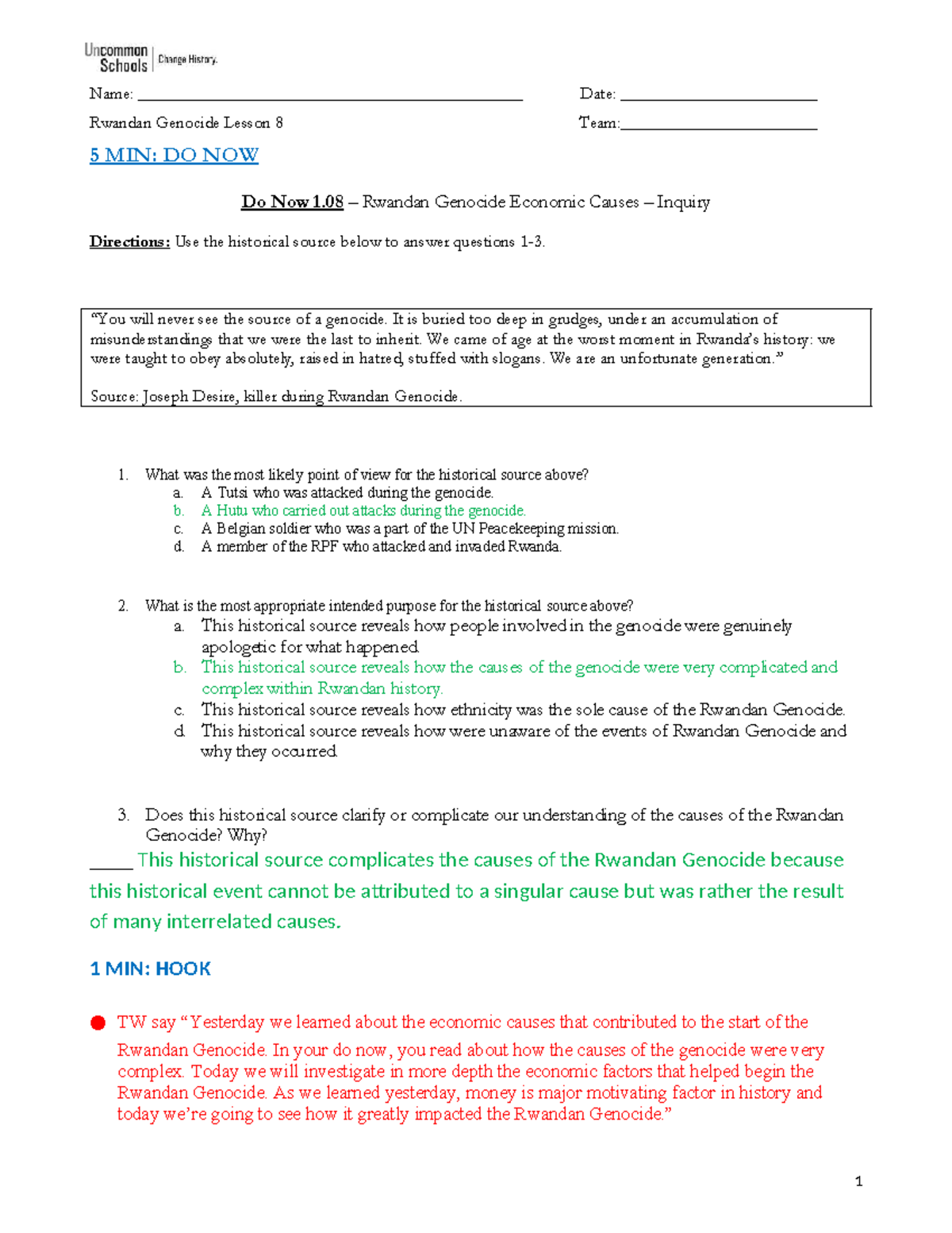 Rwandan Genocide Lesson 8: Economic Causes Inquiry (U1 L08) - Studocu