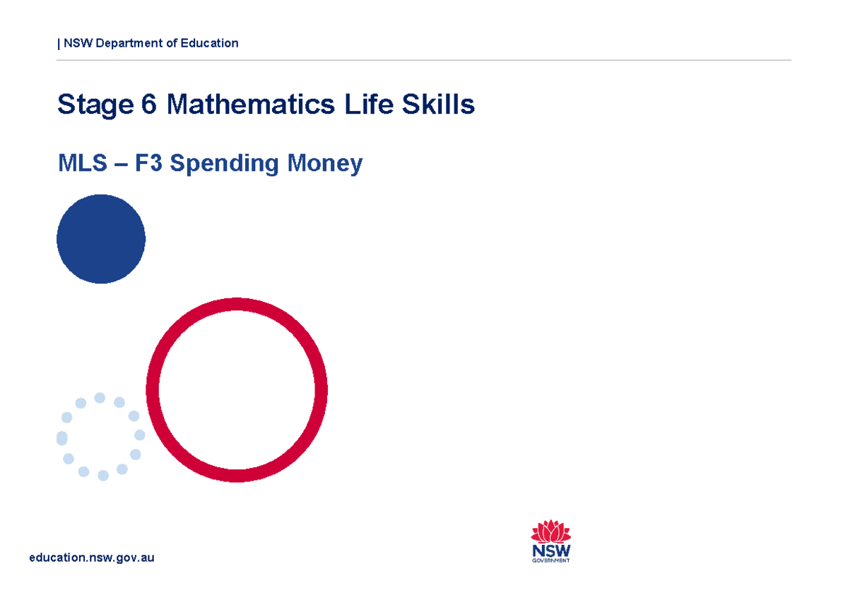 F3 Stage 6 Mathematics Life Skills: Spending Money Unit Overview - Studocu