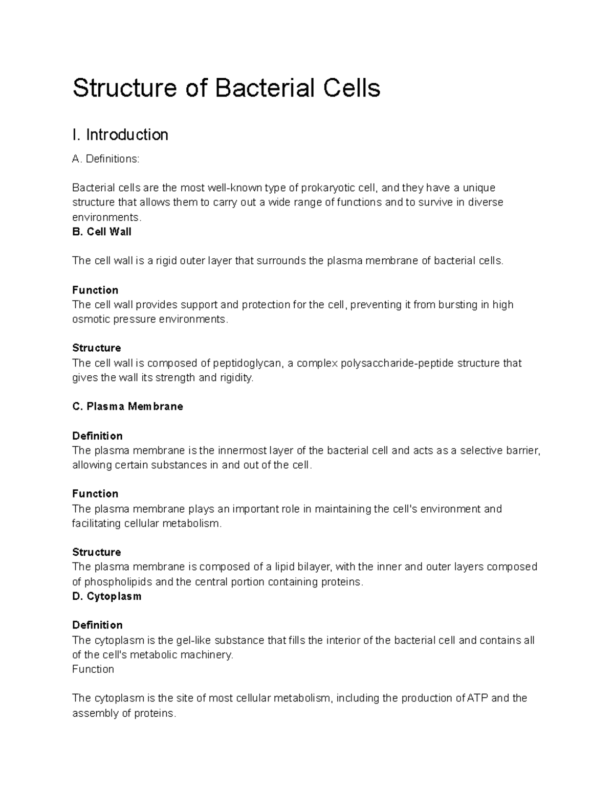 Microbiology (BIO-2010 ) Lecture 6 - Structure of Bacterial Cells ...