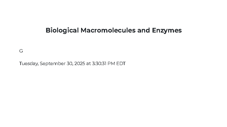 Biological Macromolecules and Enzymes G Lab Activities and Results ...
