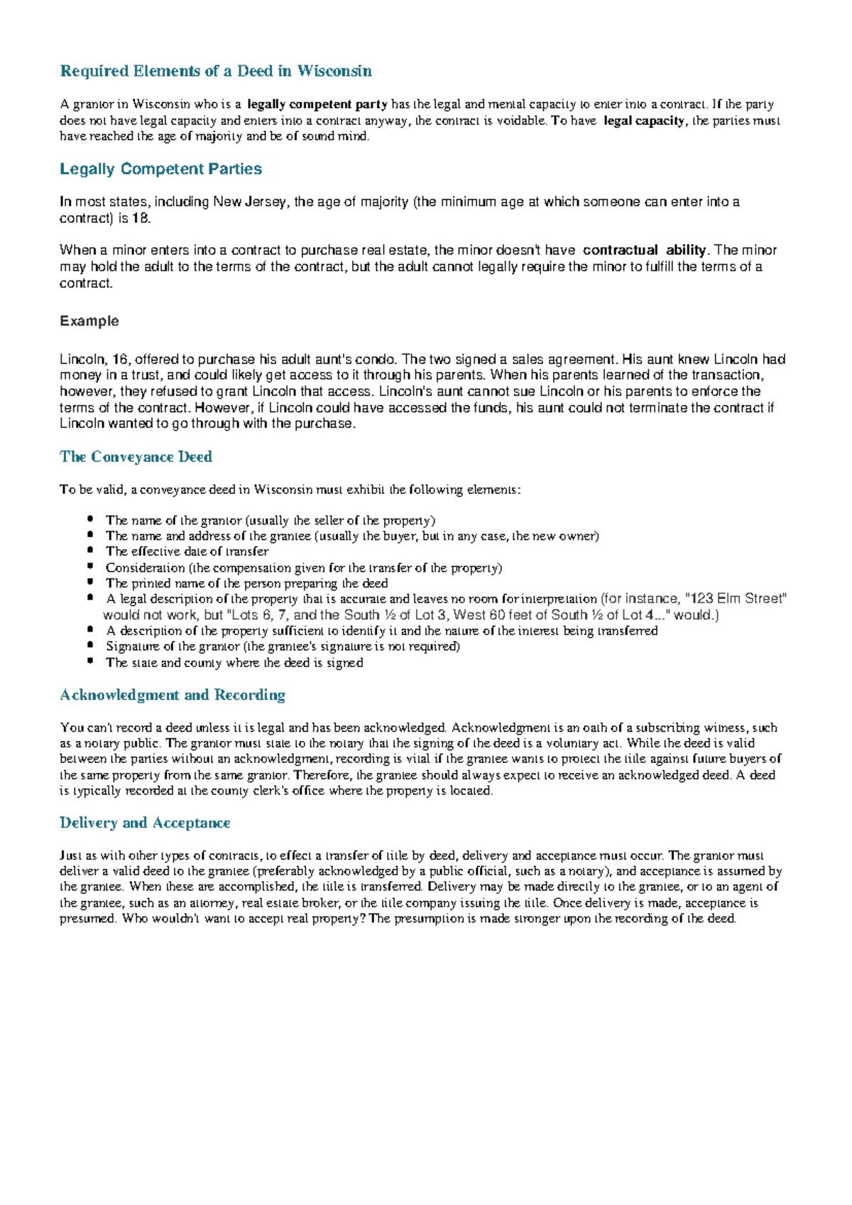 Required Elements of a Valid Deed in Wisconsin: Key Concepts and ...