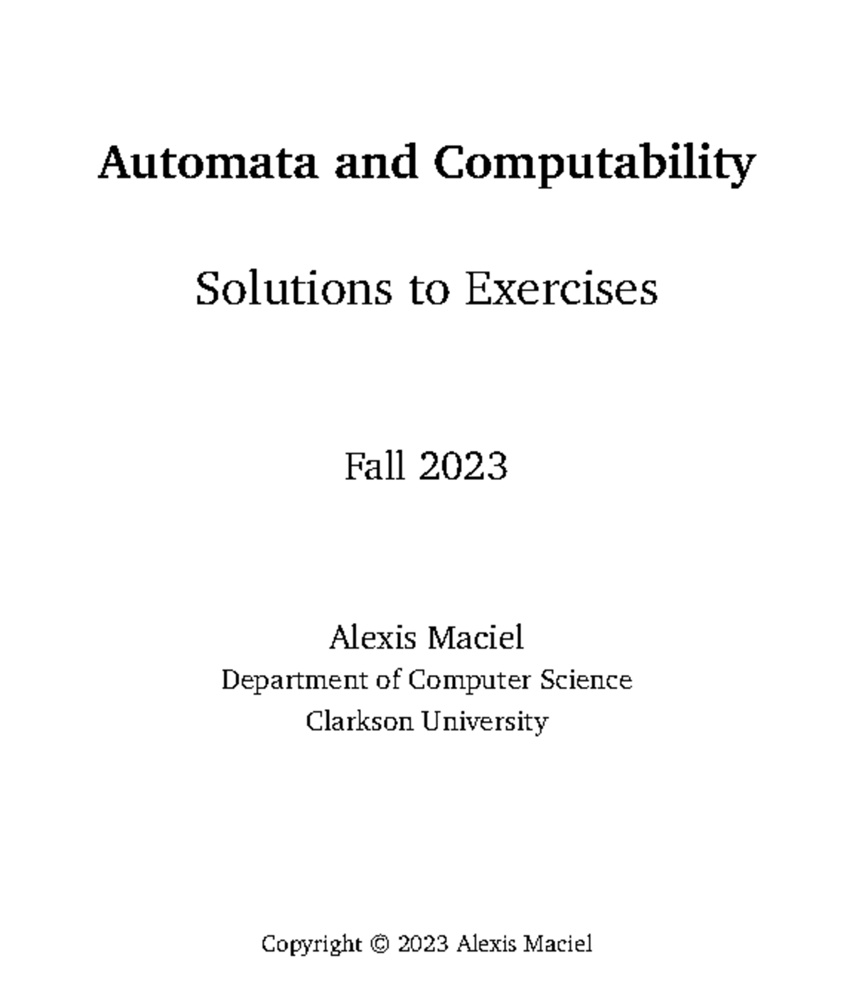 CS345 Solutions to Exercises in Automata & Computability - Studocu