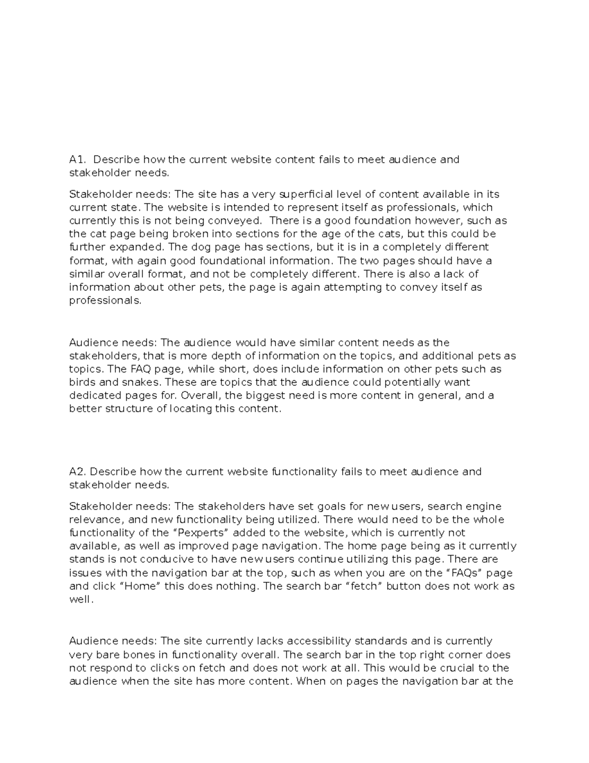 C773 Task 1 - Website Content and Functionality Analysis Report - Studocu