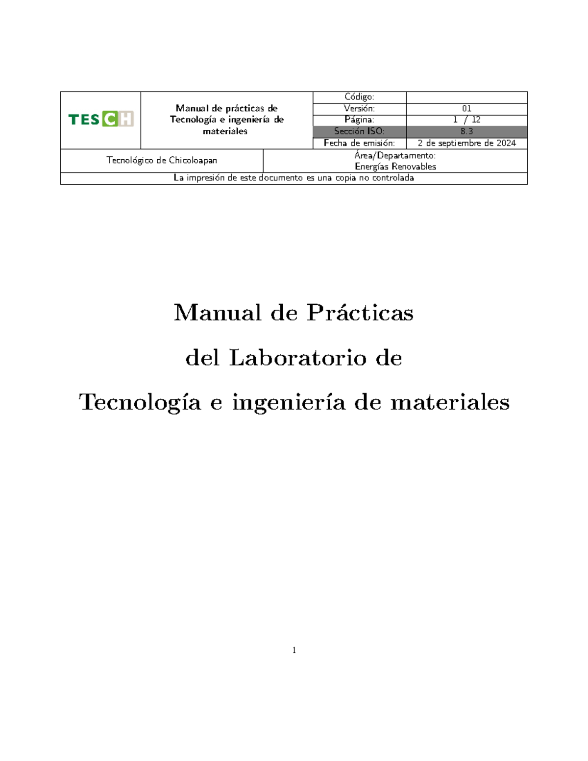 Manual Materiales Chicoloapan - Manual de pr ́acticas de Tecnolog ́ıa e ingenier ́ıa de ...