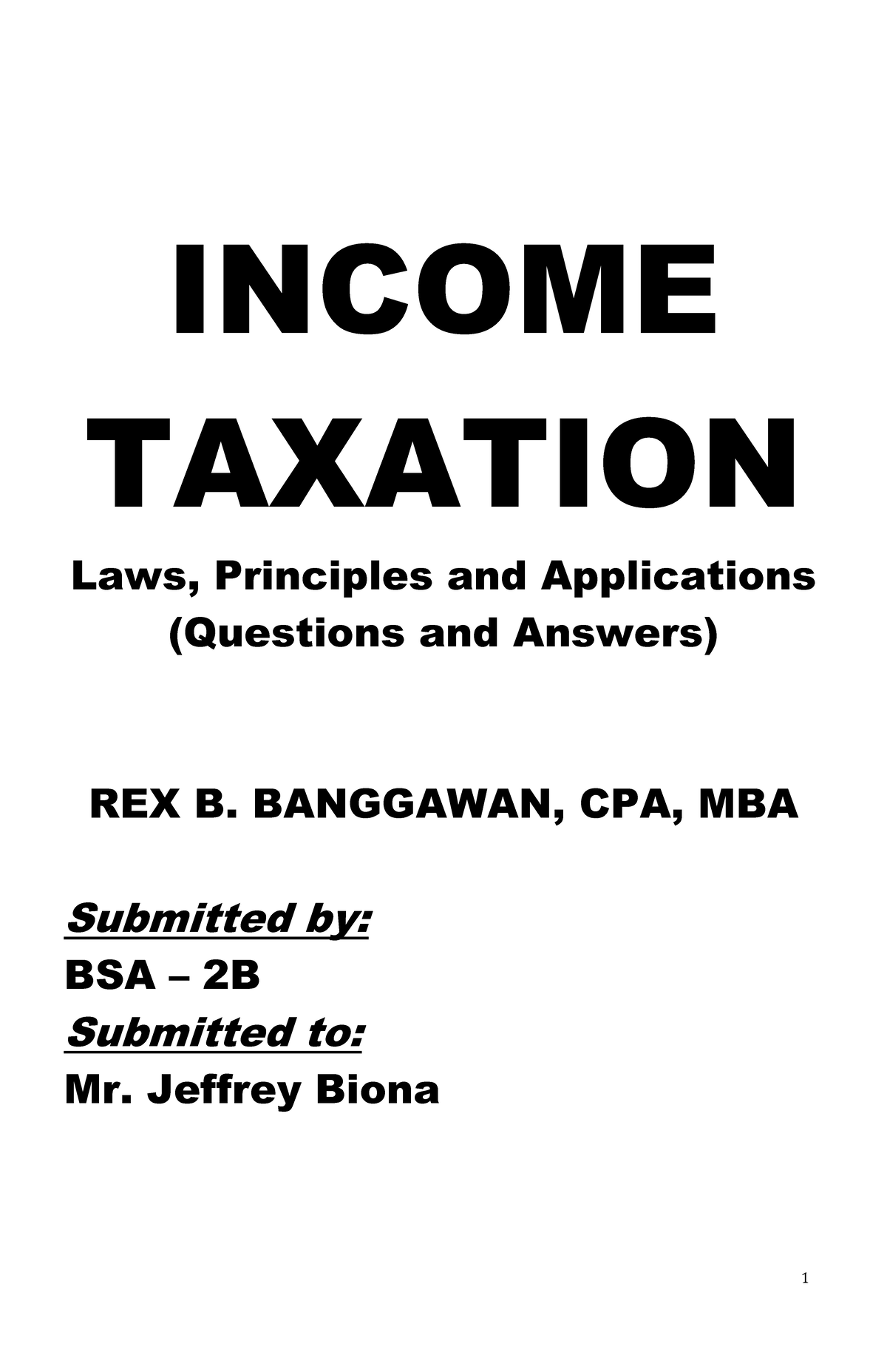 Income Taxation Study Guide BSA 2B: Principles & Applications - Studocu