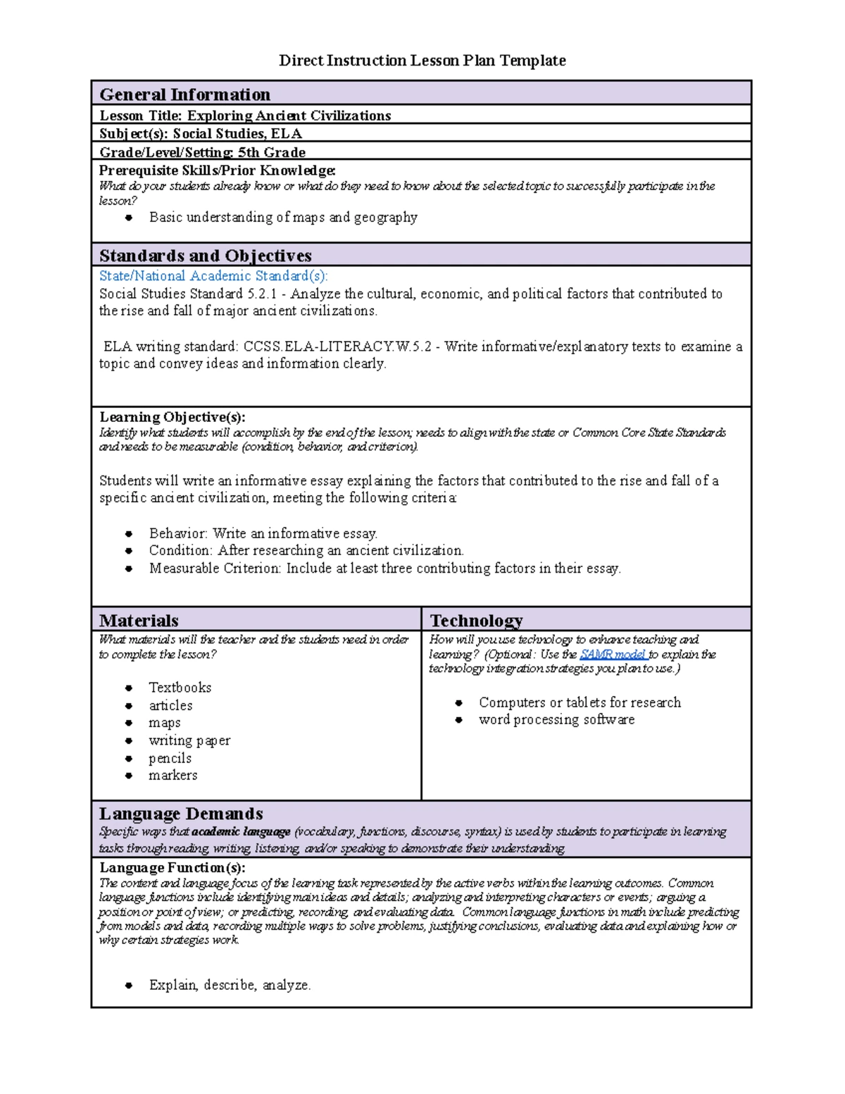 Generate a Direct Instruction Lesson Plan: Multiply Multi-Digit Numbers ...