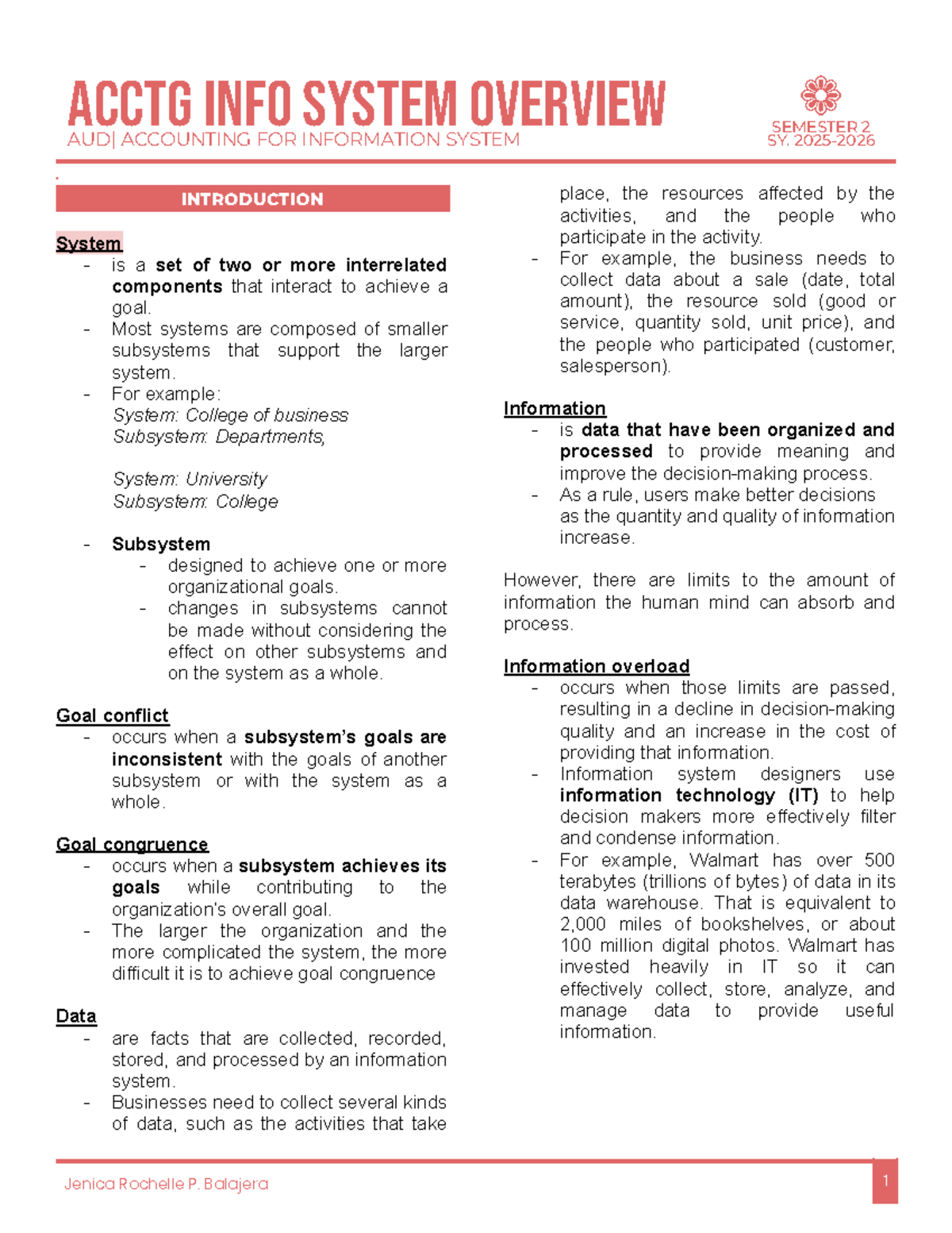 ACCTG INFO SYSTEM SEM 2 SY: Overview of Accounting Information Systems ...