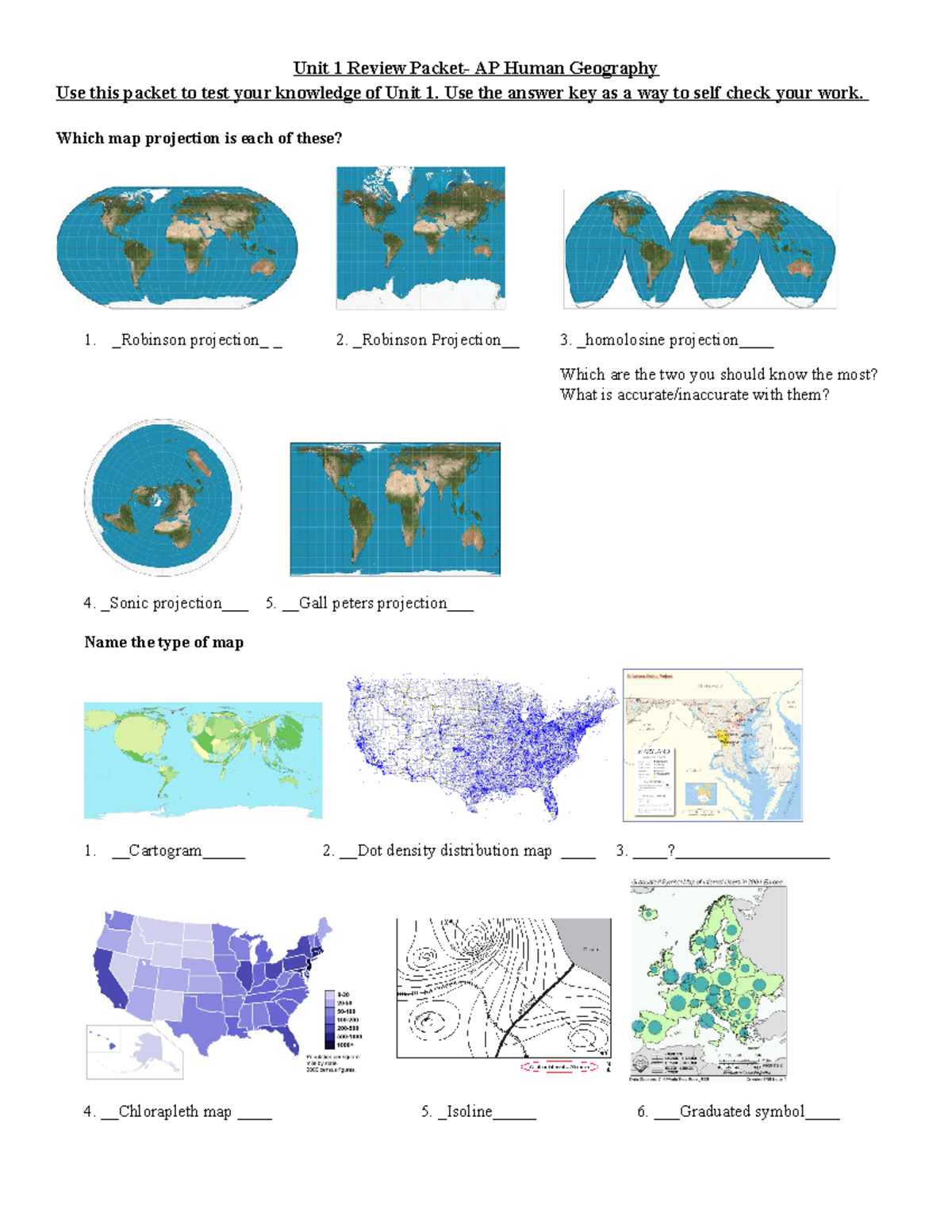 Unit 1 Review Packet: AP Human Geography - Key Concepts & Questions ...