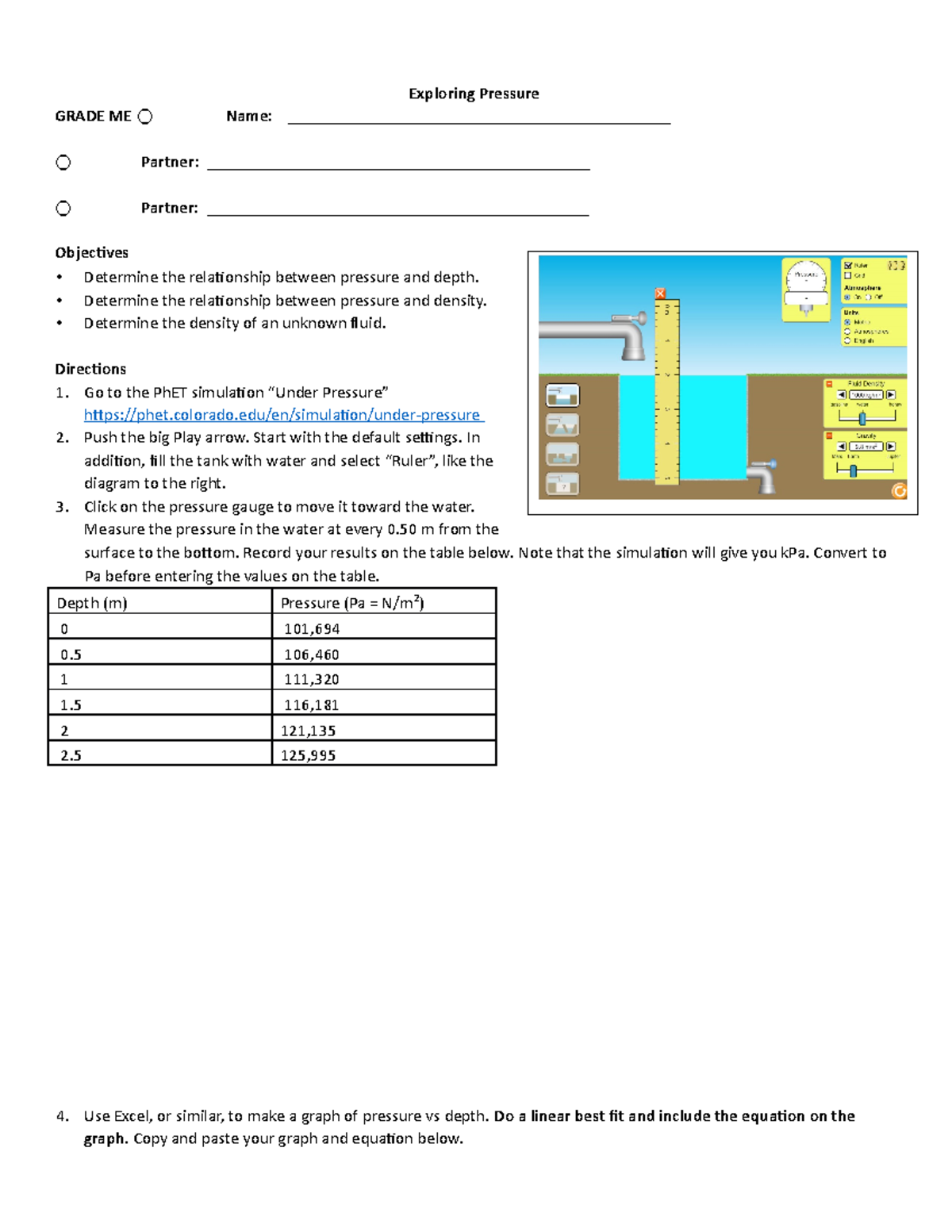 Fluids - Pressure Depth & Density Analysis with PhET Simulation - Studocu