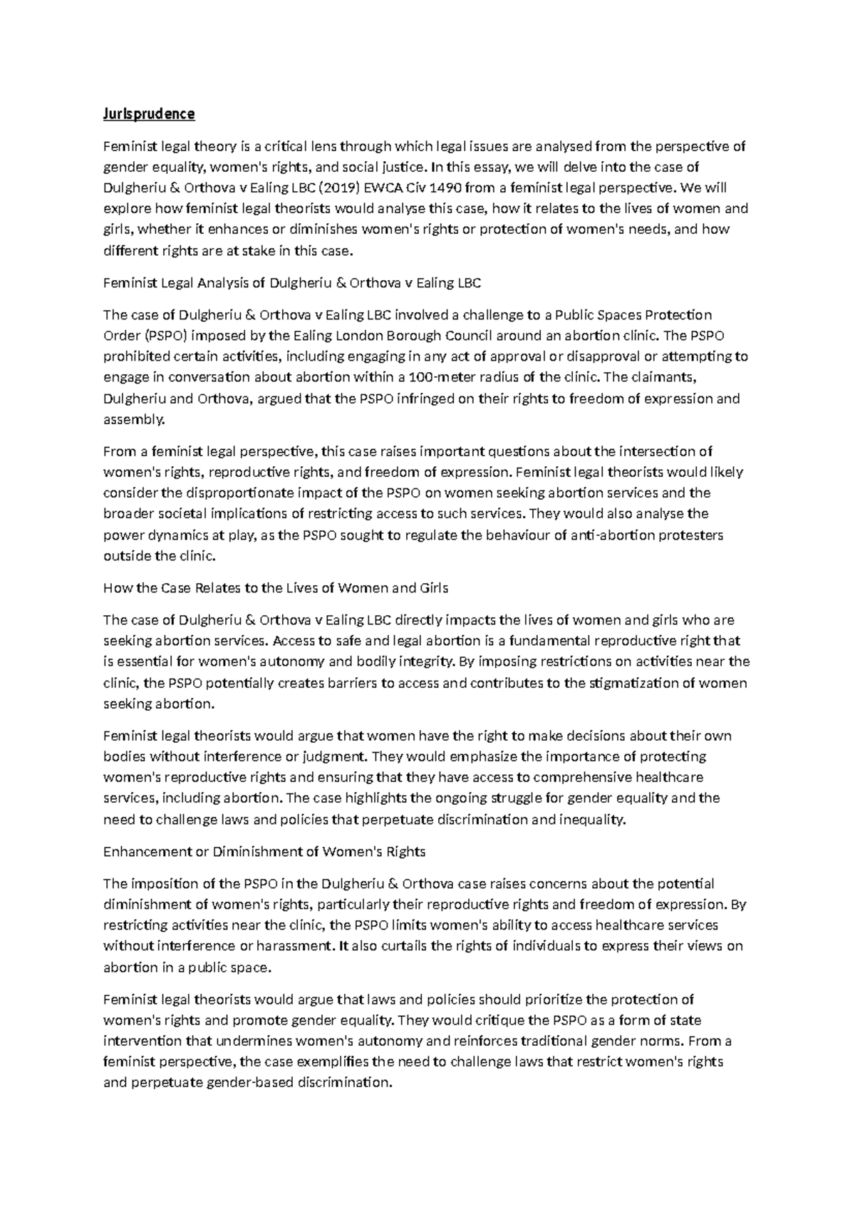 Feminist Legal Analysis of Dulgheriu & Orthova v Ealing LBC ...