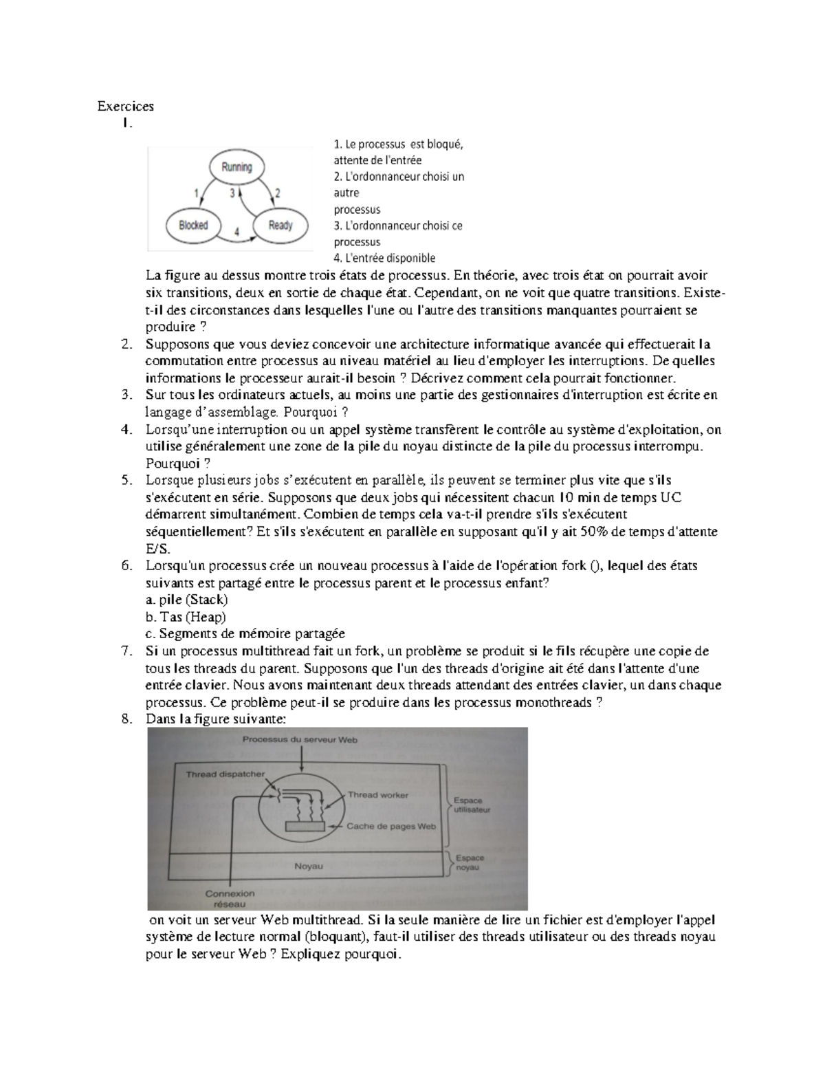 TD Processus: Exercices sur les états et la gestion des processus - Studocu