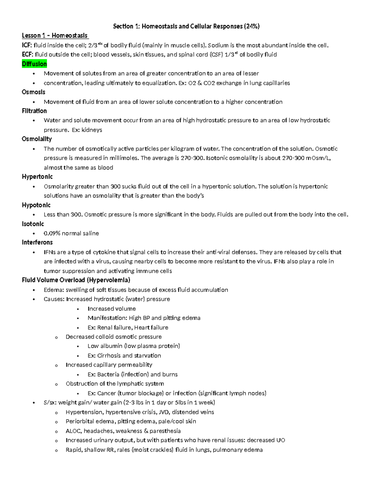 CC's study guide: Homeostasis, immunity, and fluid balance lessons ...
