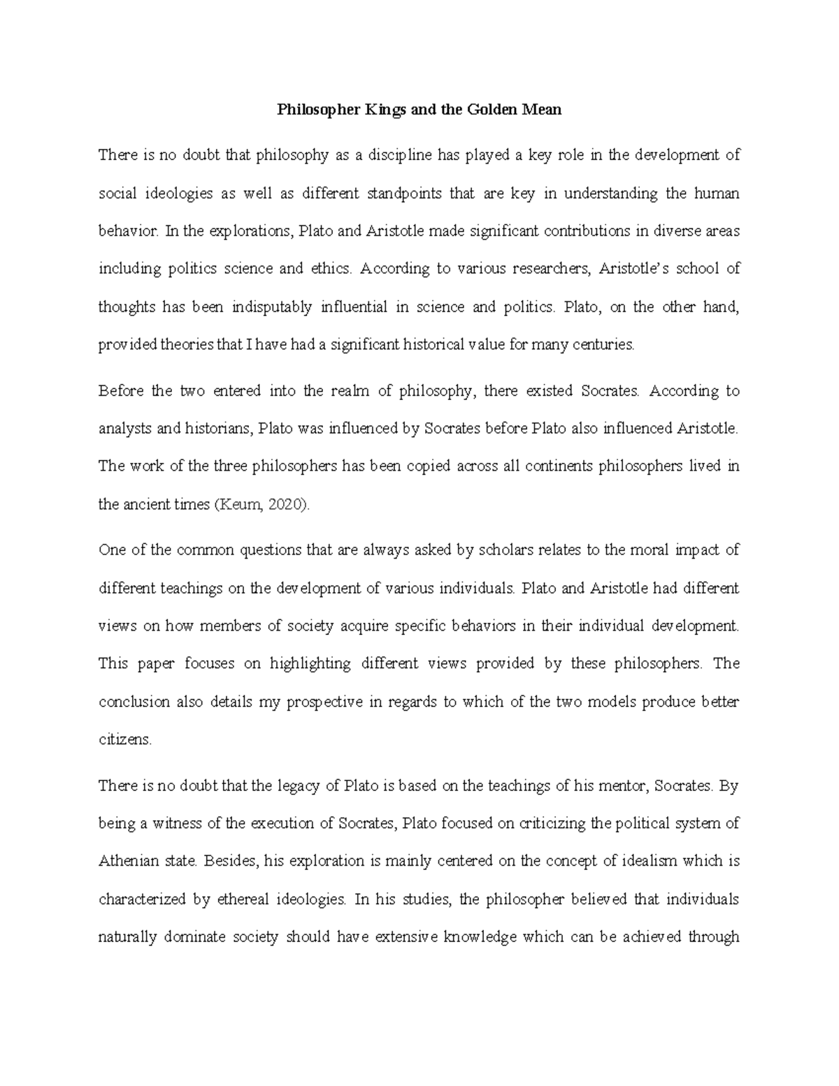 PHI 201: The Influence of Plato and Aristotle on Ethics and Leadership ...