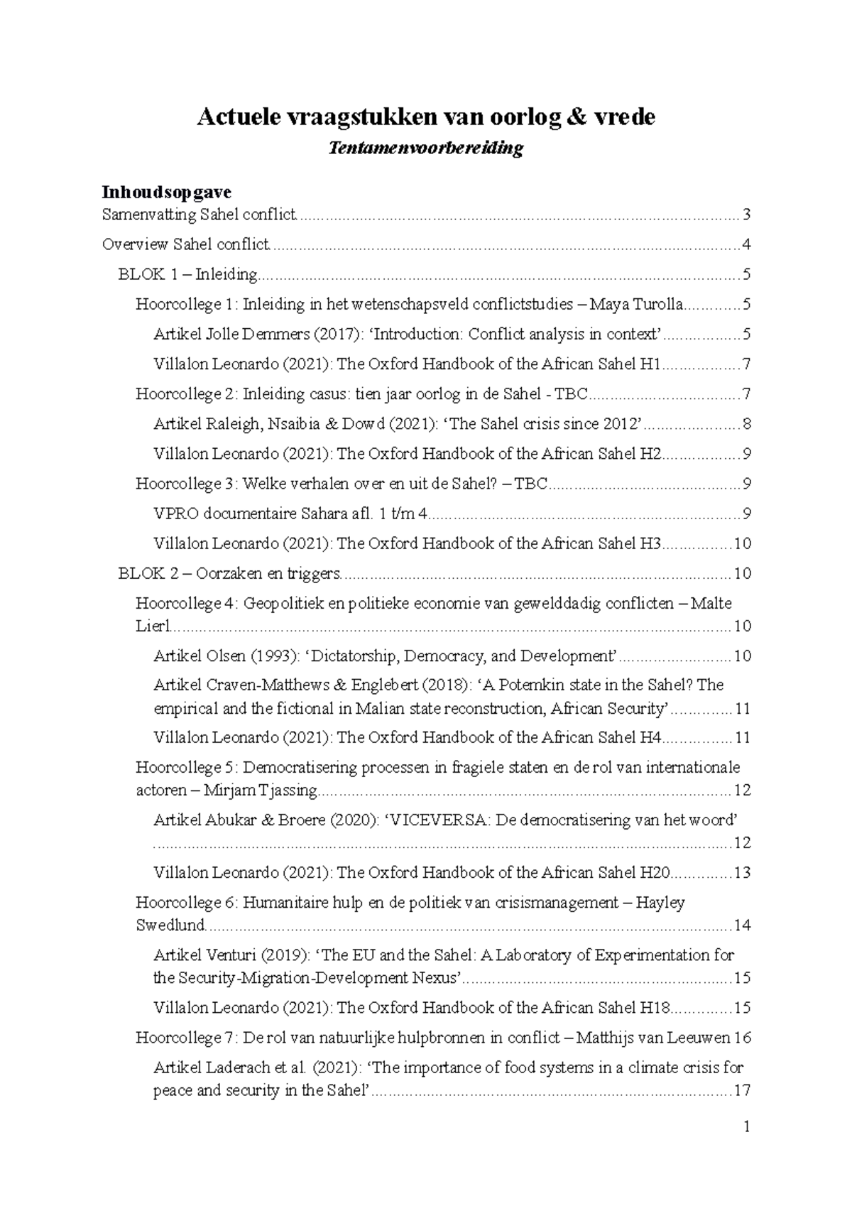 Samenvatting AVOV - Actuele vraagstukken van oorlog & vrede ...