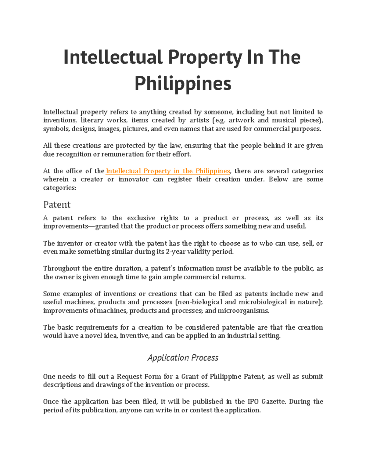 Understanding Intellectual Property Rights in the Philippines - Studocu