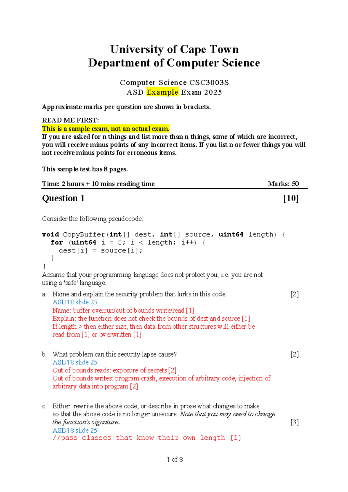 CSC3003S 2025 Sample Exam: Security, AI Scaling & Testing Insights ...