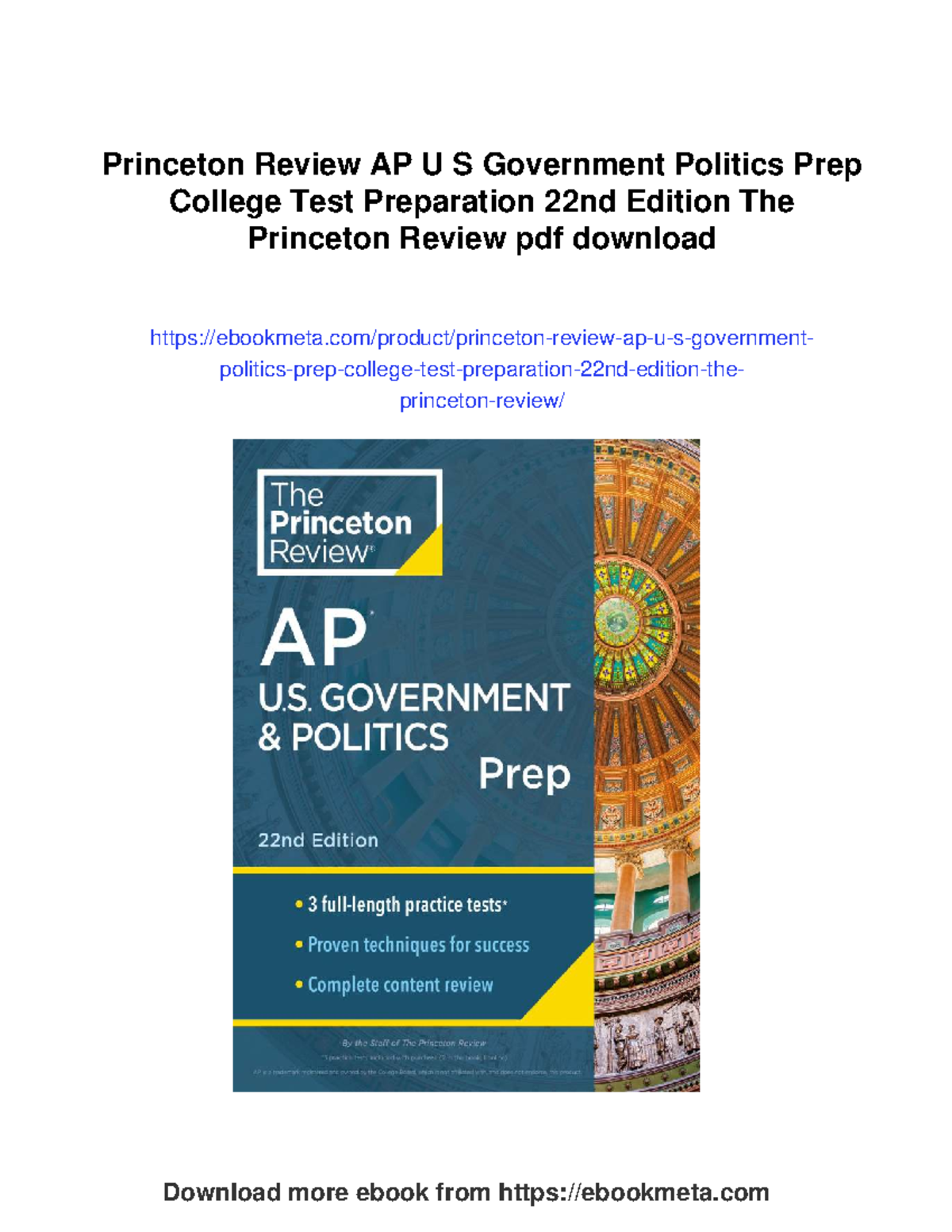 AP U.S. Government & Politics Exam Prep - Princeton Review 22nd Ed ...
