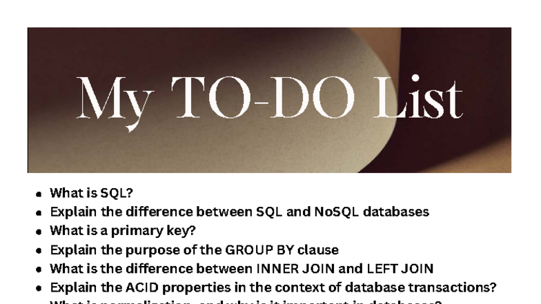 SQL Concepts and Differences: A Comprehensive Guide (CS101) - Studocu