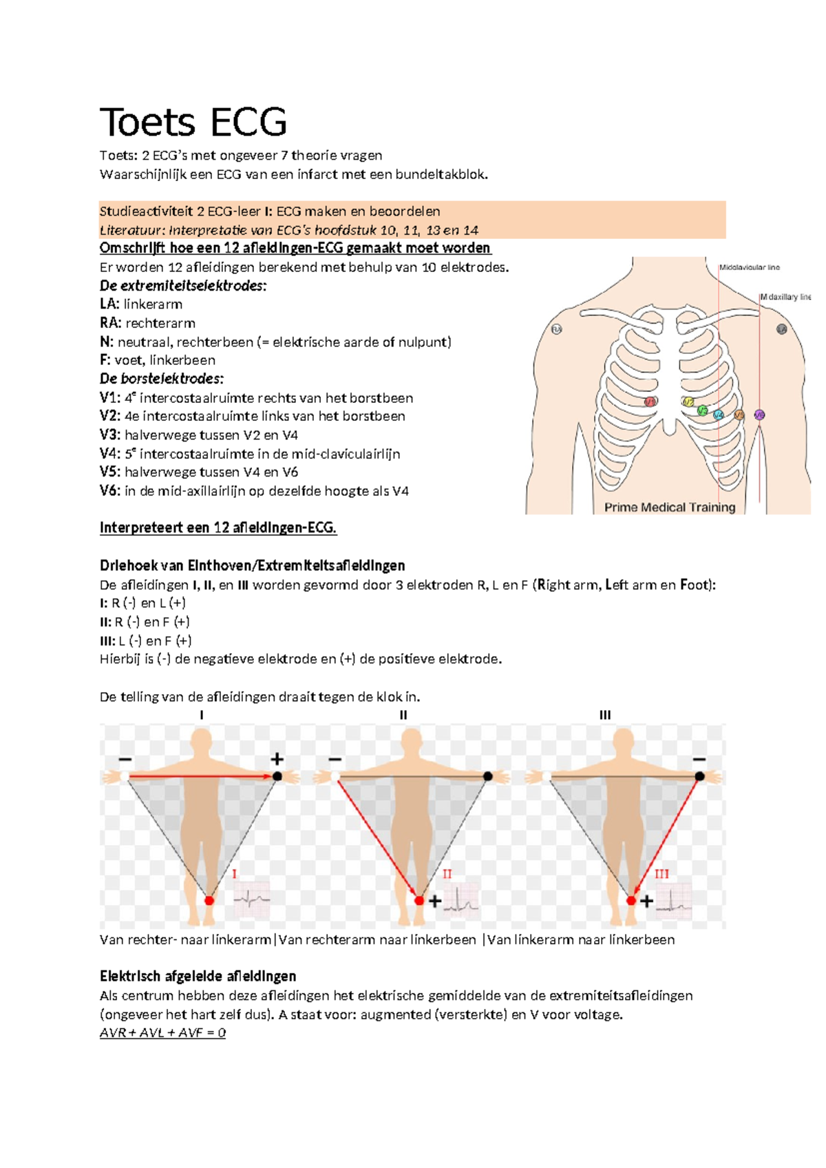 Toets ECG Module 8: ECG Maken en Beoordelen met Theorievragen - Studeersnel