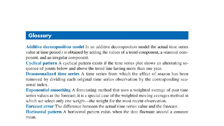 KTL - Glossary of Time Series Analysis Concepts and Methods - Studocu