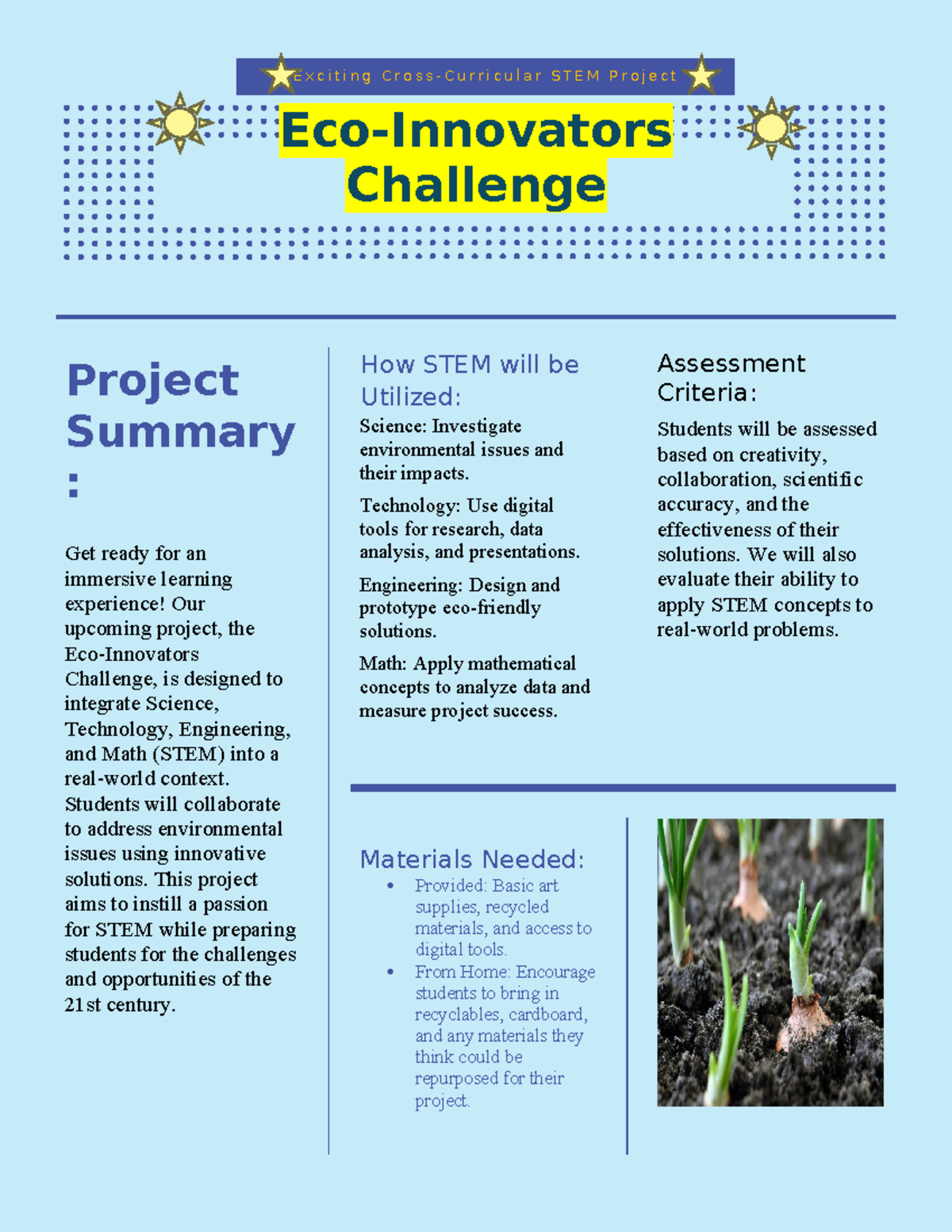 ELM470 T8 - Eco-Innovators Challenge: A STEM Project Overview - Studocu