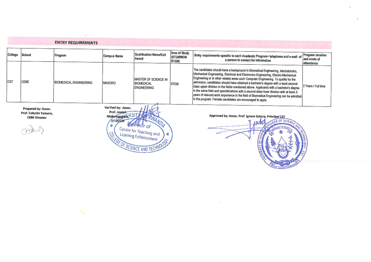 Entry Requirements for Postgraduate Programs 2026 - UR University - Studocu