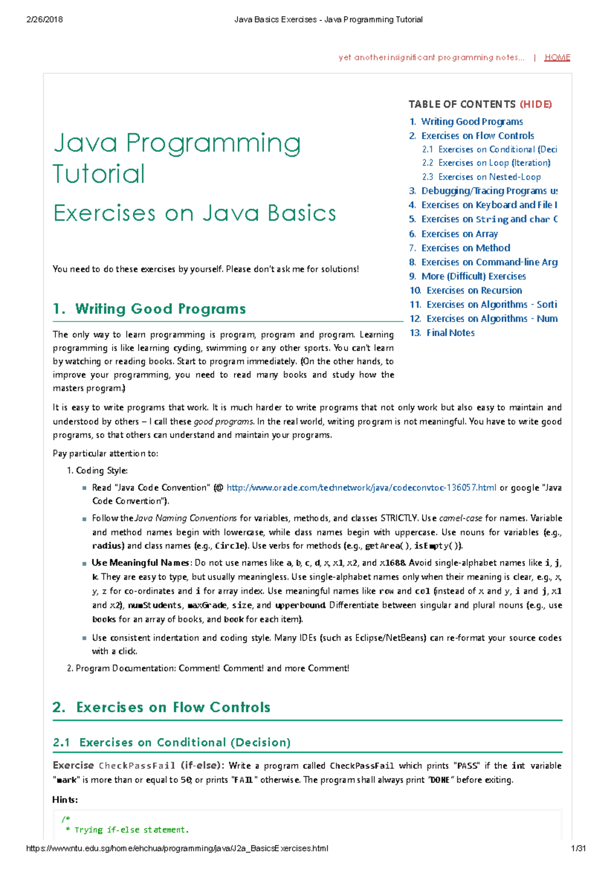 Java Programming Exercises - Java Basics and Concepts Guide - Studeersnel