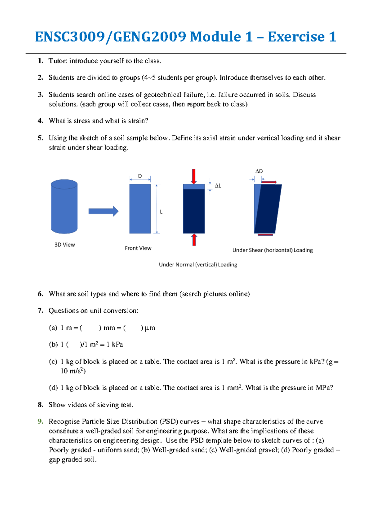 Module 1 - Exercise 1 - 2025 - ENSC3009/GENG2009 Module 1 – Exercise 1 ...