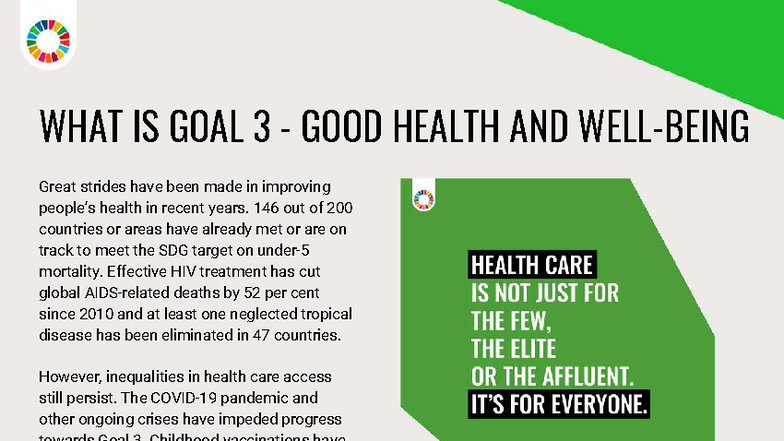 Goal 3: Fast Facts on Good Health & Well-Being - Studocu