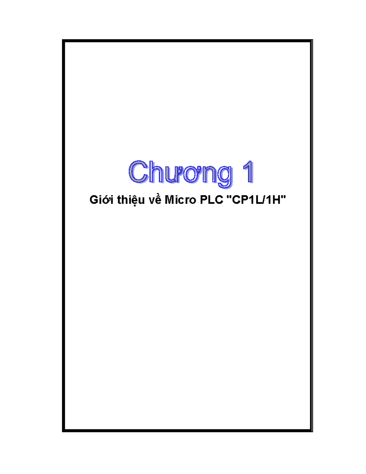 Hướng Dẫn Tự Học Micro PLC Omron CP1H, CP1L - Chương 1: Giới Thiệu - Studocu