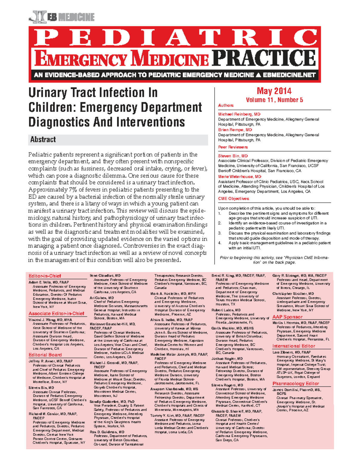Pediatric Emergency Medicine: UTI Diagnostics & Interventions (CME ...