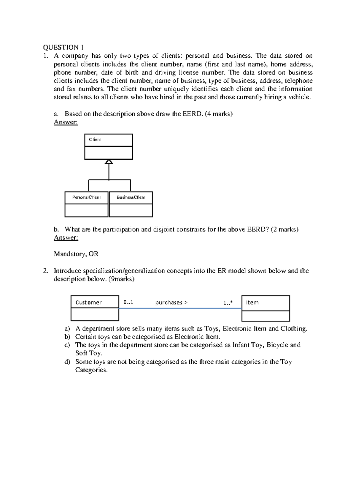 Final Exam 2012-2013: EERD, Normalization & SQL Solutions - Studocu