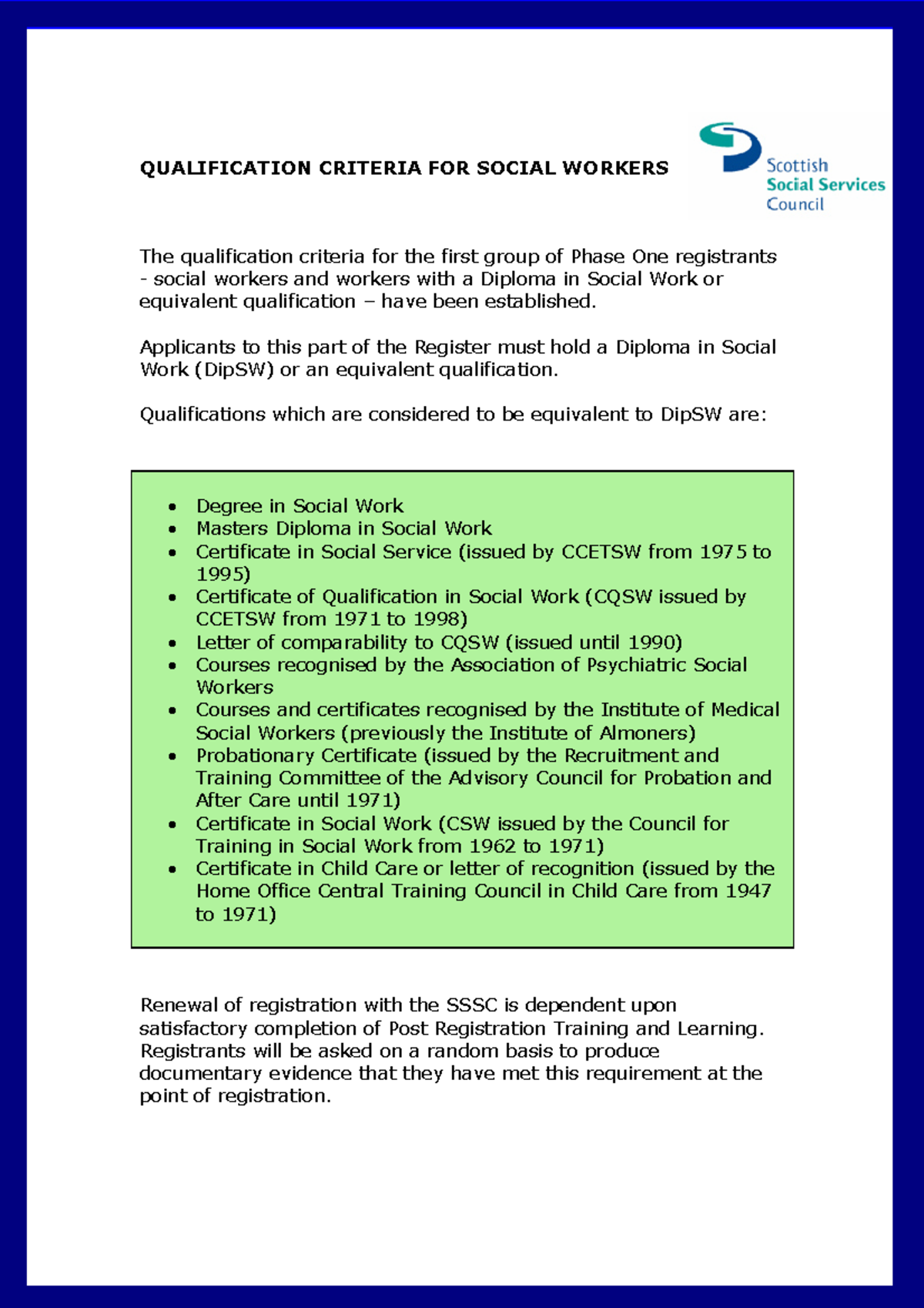 Qualification Criteria for Social Workers: Essential Overview - Studocu