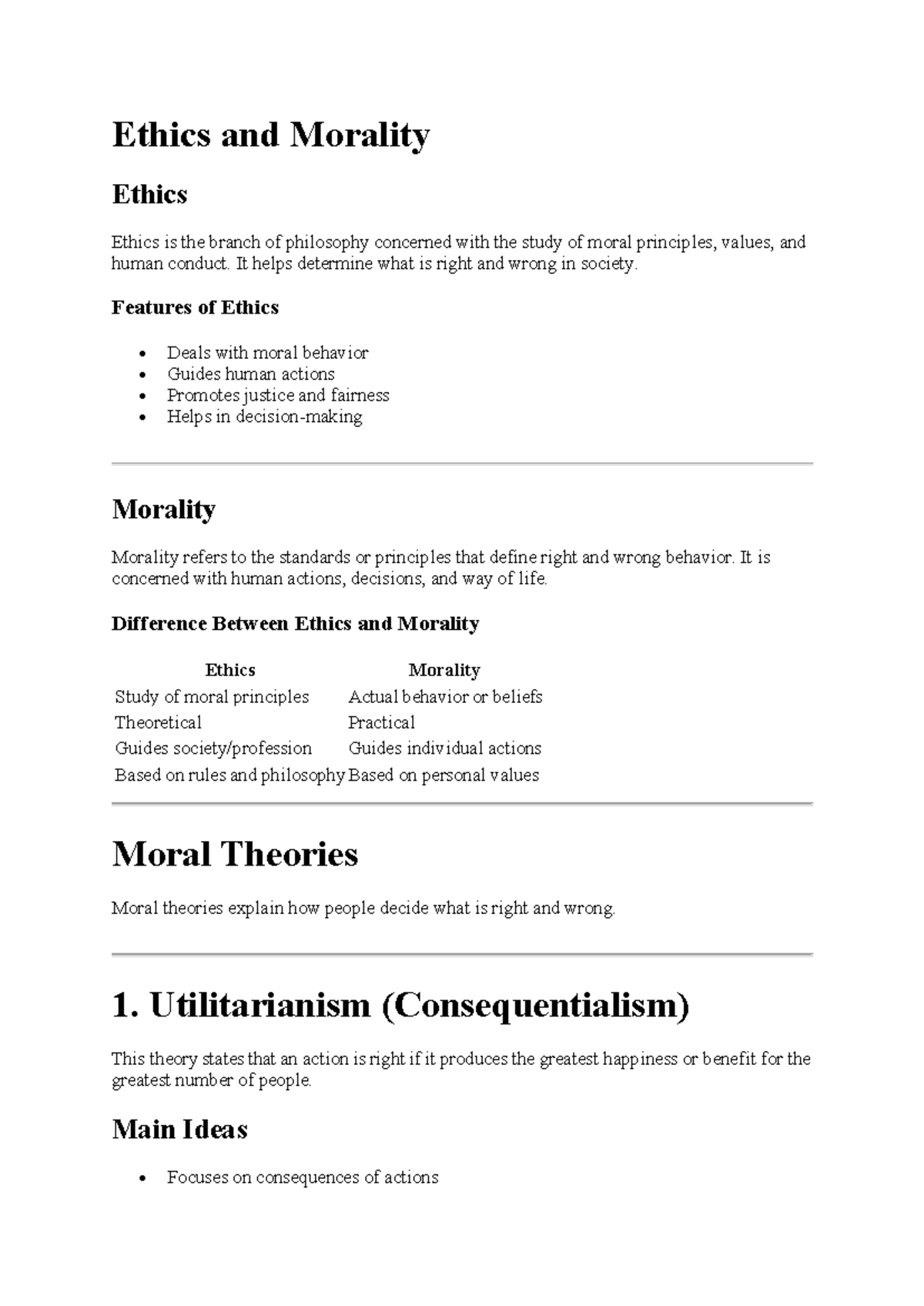 Ethics and Morality: Moral Theories & Tech Ethics (PHIL 101) - Studocu