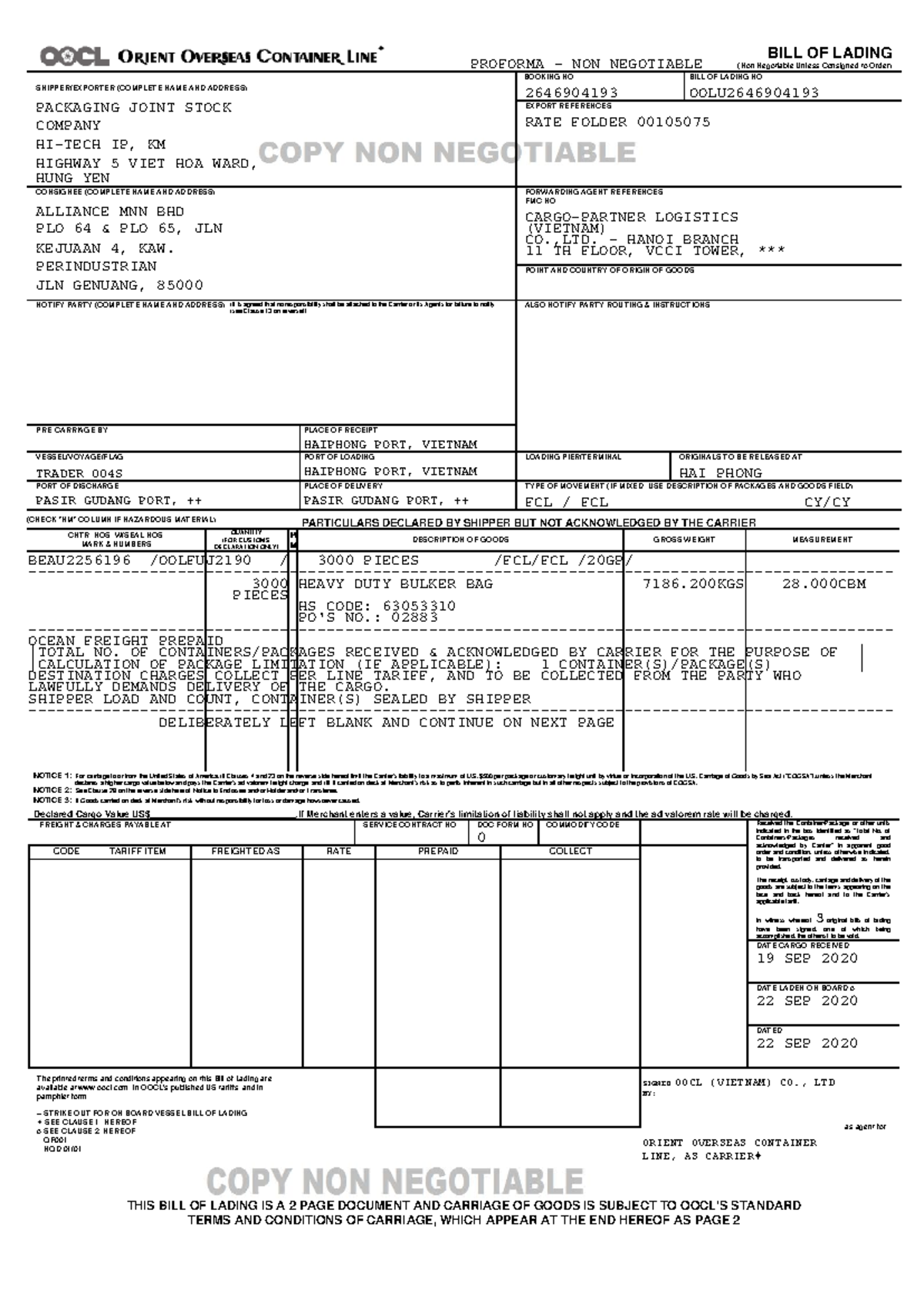 Direct MBL - Bill of Lading Overview & Sample - FIATA - Studocu