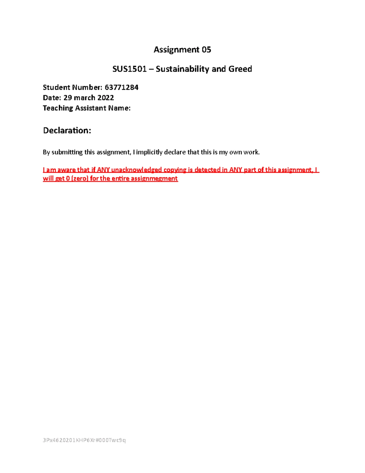 SUS1501 Assignment 6 April 2024 - ASSESSMENT 6: "SAVE THE EASTERN ...