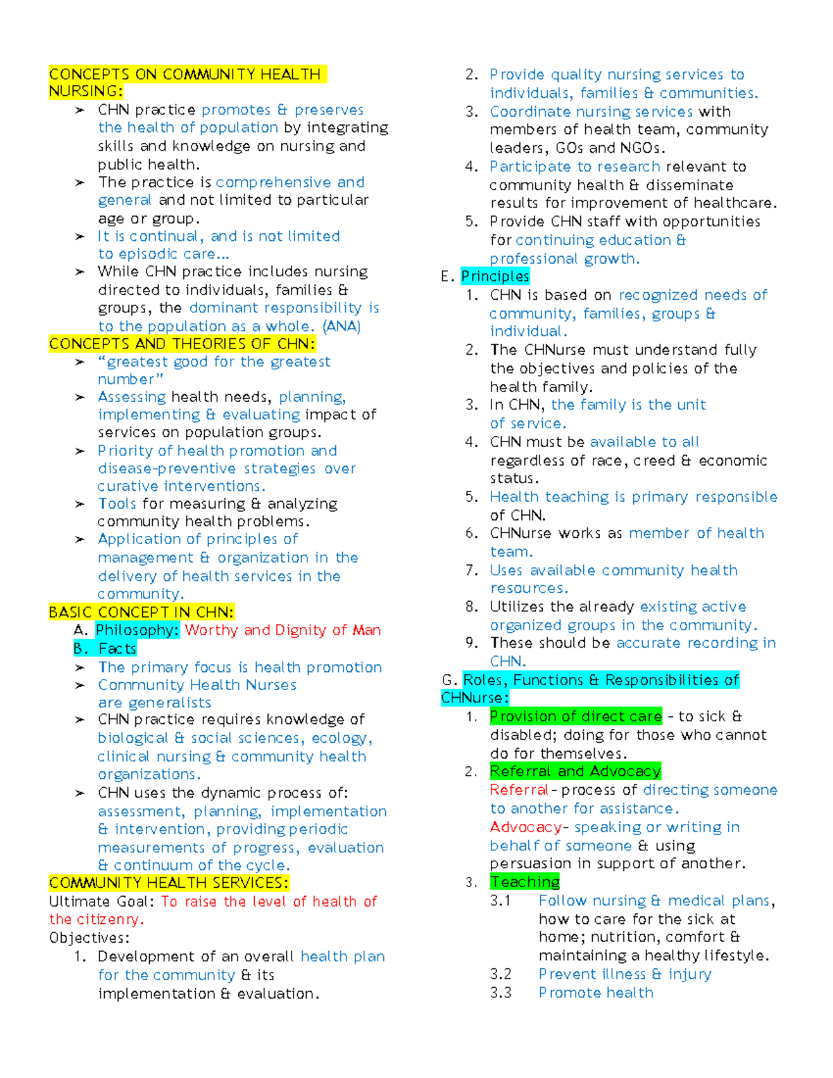 Community Health Nursing Concepts: A Comprehensive Reviewer - Studocu