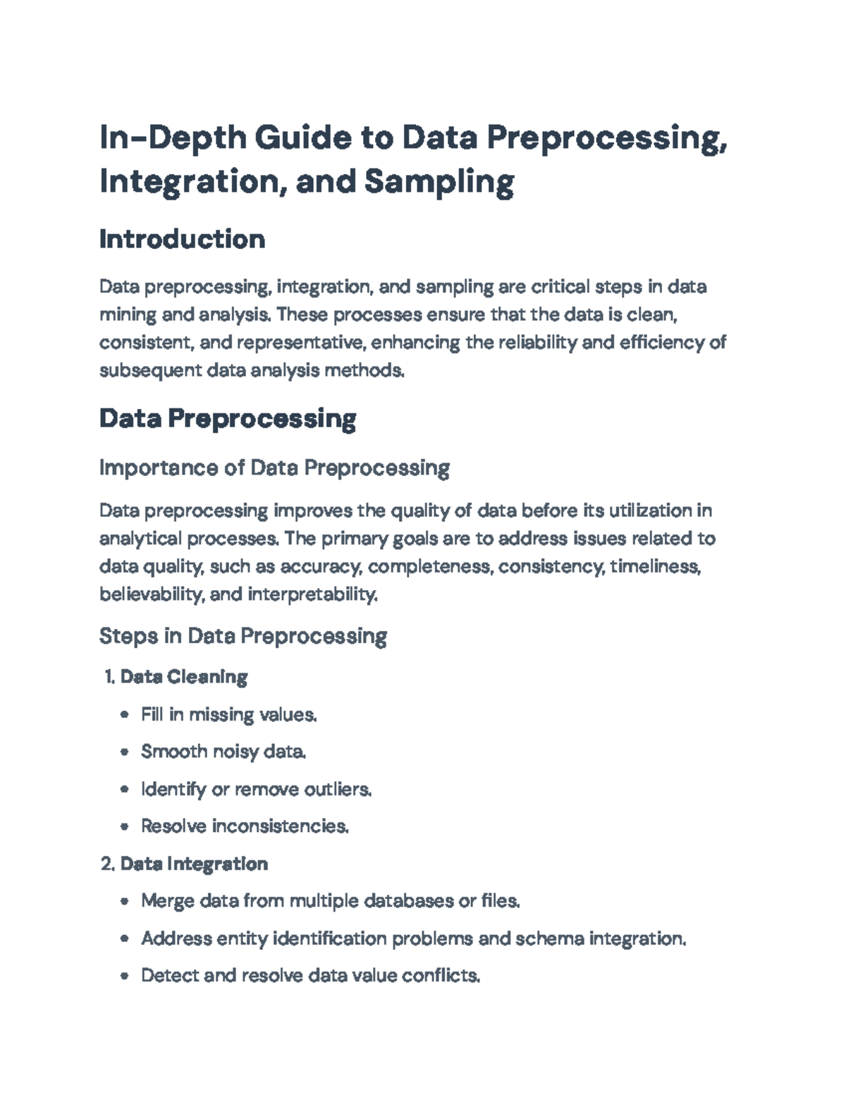 Data Preprocessing, Integration & Sampling Techniques - Insights ...