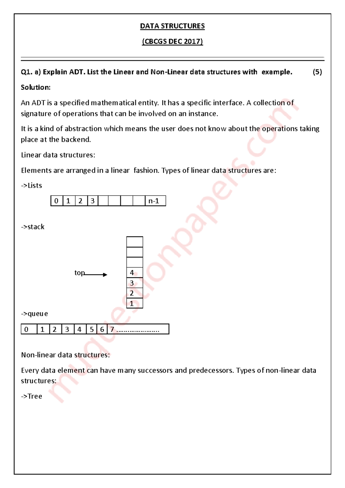 Data Structures Notes - BE Comp Engg (Sem 3, Dec 2017) - Studocu