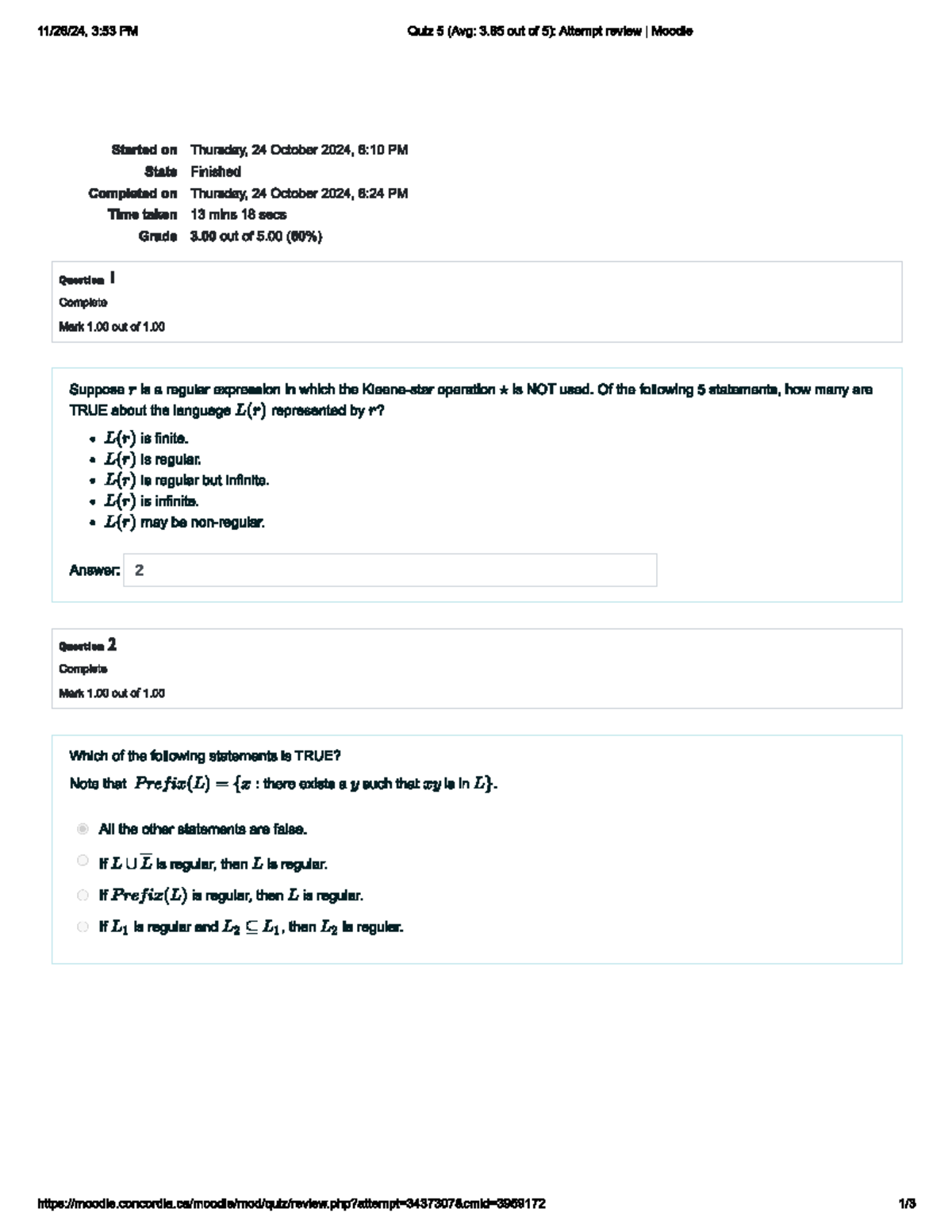 Comp335 Quiz 1-7 Review: Average Scores and Key Concepts - Studocu