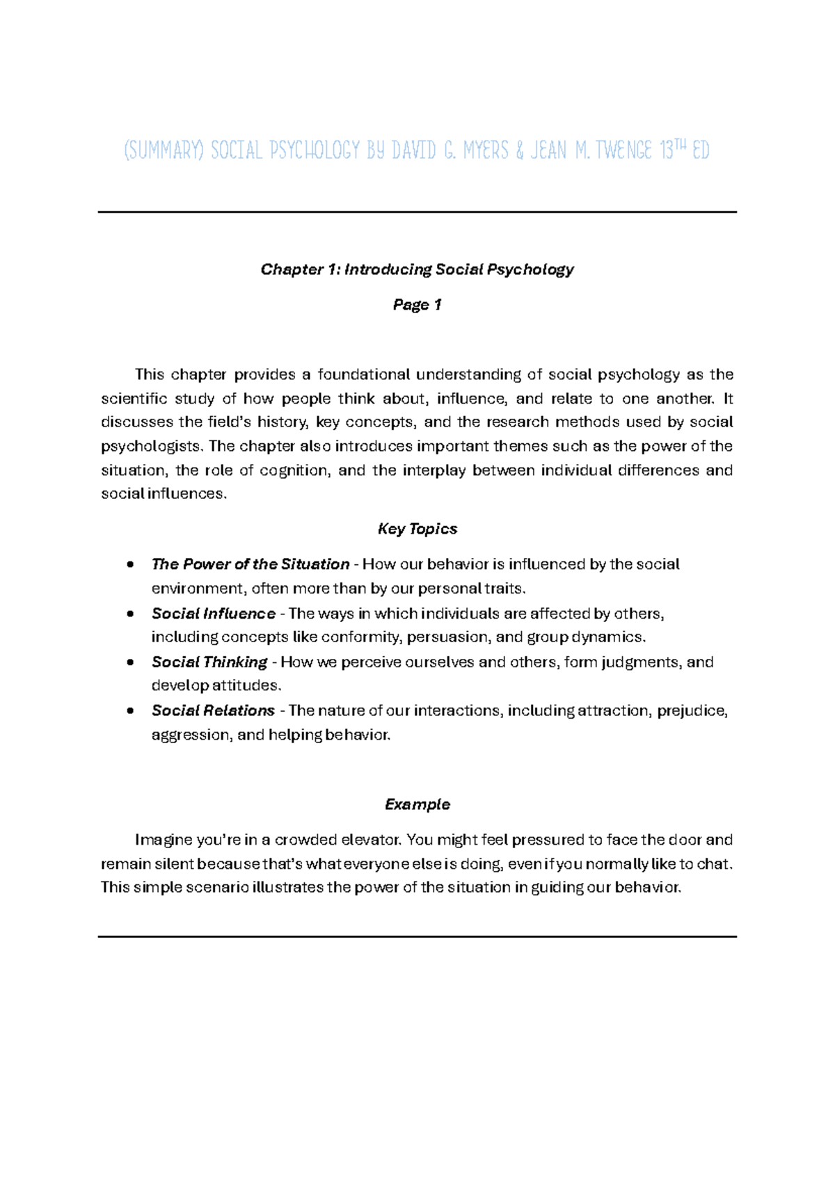 Summary of Social Psychology Concepts - PSY 13E - Studocu